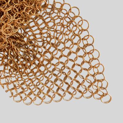 China Copper Fireplace Screen 10mm 11mm 12mm Ringmesh Chainmail With Brass Wire / Copper Wire for sale
