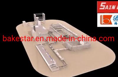 China Automatic PLC Control Bread Cupcake Tunnel Oven Production Line Toast Loave French Baguette Hamburger Continuous Making Oven Baking Equipment for sale