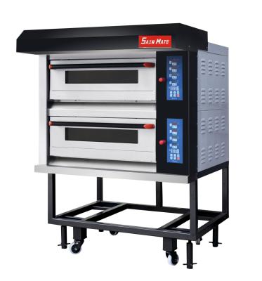 China Sun Mate Electric Baking Equipment Pizza Smart Microcomputer Control Panel Silver 2 Deck 6 Trays Baking Oven for sale