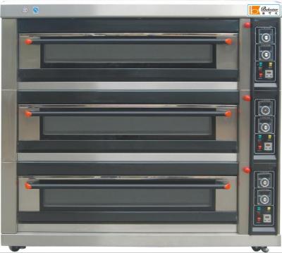 China 3 Deck 9 Trays Commercial Aluminum Coated Steel Chamber Luxury Gas Oven for sale