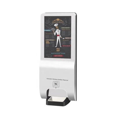 China 21.5 Inch Floor Standing Digital Signage Kiosk with Hand Sanitizer Dispenser 1000ml for sale