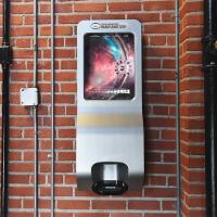 China Wall Mount LCD Digital Signage Measuring Temperature With Hand Sanitizer Dispenser for sale