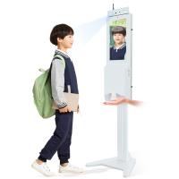 China Floor Standing Temperature Scanner Kiosk Sensor With Hand Sanitizer Dispenser for sale
