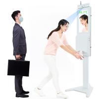 China Floor Standing Temperature Scanner Kiosk Sensor With Hand Sanitizer Dispenser for sale