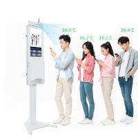 China Floor Standing Temperature Scanner Kiosk Sensor With Hand Sanitizer Dispenser for sale