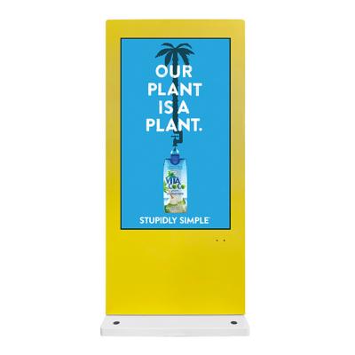 China 55 Inch Outdoor Floor Standing Digital Signage Kiosk 2000cd/m2 High Brightness Advertising Display for sale