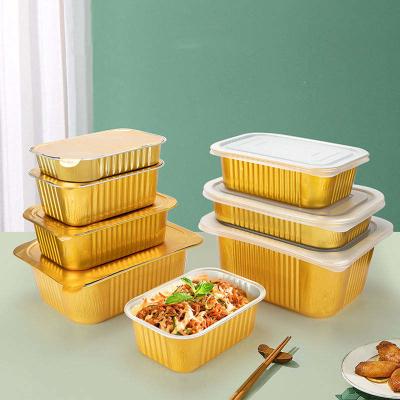 China Restaurant BBQ Air Fryer Tin Foil trays Rectangle Takeaway Aluminium Foil Pan for sale