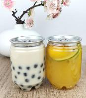 China 250ml Flower Bottom Plastic Beverage Cans with Easy Pull Cover for sale