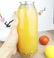 China 1000ml PET Plastic Juice Storage Bottles with Easy Pull Cover, Food Grade for Tea, Milk, Cold Pres for sale