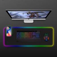 China Electric Charger Multifunction Desktop Gaming Computer Custom Logo Waterproof Wireless Charging Mouse Pad 12V/1.25A for sale
