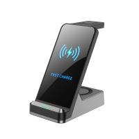 China 3 In1 Fast Qi Wireless Charger Holder 15w Magnetic Charger for Mobile Phone Iwatch Custom Led Logo and 5V/2A Output for sale