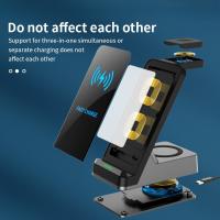 China 3 In1 Fast Qi Wireless Charger Holder 15w Magnetic Charger for Mobile Phone Iwatch Custom Led Logo and 5V/2A Output for sale
