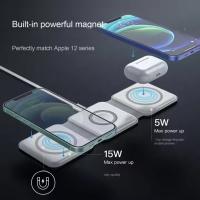 China 2024 Fashion Style 15W Fast 3 in 1 QI Fast Wireless Charger for iPhone Apple Watch and Airpods Universal Function QC2.0 for sale