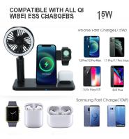 China 15w Fast Wireless Charger with Cooling Fan and Adjustable Phone Dock in PC Fireproof Material for sale