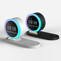 China Yes Battery 3 in 1 Wireless Charging Light Alarm Clock Desktop Mobile Phone Magnetic Wireless Charger NO Waterproof Standard for sale
