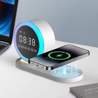 China Yes Battery 3 in 1 Wireless Charging Light Alarm Clock Desktop Mobile Phone Magnetic Wireless Charger NO Waterproof Standard for sale