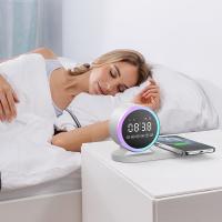 China Yes Battery 3 in 1 Wireless Charging Light Alarm Clock Desktop Mobile Phone Magnetic Wireless Charger NO Waterproof Standard for sale