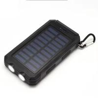China 10000mah Solar Panel Portable Powerbank Dual Usb Cell Phone Charger Waterproof External Battery Power Bank With Light for sale