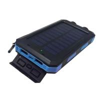 China 10000mah Solar Panel Portable Powerbank Dual Usb Cell Phone Charger Waterproof External Battery Power Bank With Light for sale