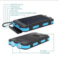 China 10000mah Solar Panel Portable Powerbank Dual Usb Cell Phone Charger Waterproof External Battery Power Bank With Light for sale