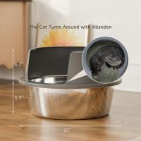 China Customized Size Large Round Stainless Steel Cat Litter Box With High Sides Lid Easy to Clean Smooth Surface Rust Resistant for sale