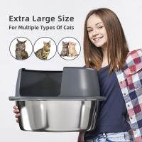 China Customized Size Large Round Stainless Steel Cat Litter Box With High Sides Lid Easy to Clean Smooth Surface Rust Resistant for sale