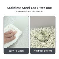 China Customized Size Large Round Stainless Steel Cat Litter Box With High Sides Lid Easy to Clean Smooth Surface Rust Resistant for sale