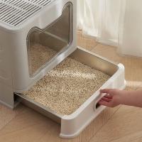 China Fully Enclosed Large Metal Cat Litter Box Stainless Steel Litter Box With Lid Foldable Litter Box With Removable Drawer for sale