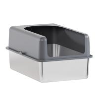 China Hot Selling Booche Stainless Steel Cat Litter Box Easy Cleaning Open Large Size Non-slip Cat Toilet Box for sale