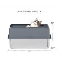 China Hot Selling Booche Stainless Steel Cat Litter Box Easy Cleaning Open Large Size Non-slip Cat Toilet Box for sale