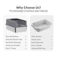China Hot Selling Booche Stainless Steel Cat Litter Box Easy Cleaning Open Large Size Non-slip Cat Toilet Box for sale