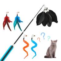 China Wholesale Colorful Feather Caterpillar Cat-teasing Stick Interactive Cat Toys for sale