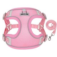 China Hot Sell Soft Comfortable Mesh Fabric Pet Harness Pet Leash Set Breathable Dogs Harness for Small Medium and Large Dogs for sale