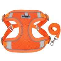 China Hot Sell Soft Comfortable Mesh Fabric Pet Harness Pet Leash Set Breathable Dogs Harness for Small Medium and Large Dogs for sale