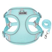 China Hot Sell Soft Comfortable Mesh Fabric Pet Harness Pet Leash Set Breathable Dogs Harness for Small Medium and Large Dogs for sale