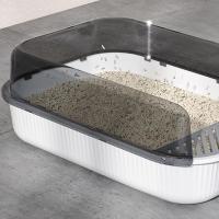 China Semi Enclosed Plastic Cat Litter Box Large Pet Sand Basin Toilet with Anti-Splashing Feature Pet Accessory for sale