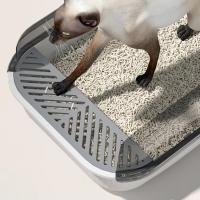 China Semi Enclosed Plastic Cat Litter Box Large Pet Sand Basin Toilet with Anti-Splashing Feature Pet Accessory for sale
