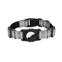 China Striped 100% Polyester Webbing airtag Dog Cat Collar Waterproof 2024 Reflective Waterproof Locator Anti-loss Pet Collar for sale