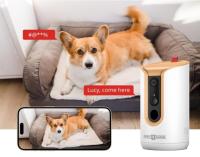 China Pet Food Dispenser 360 Degrees Automatic Pet Camera Dog Treat Dispenser Auto Tracking Remote View for sale
