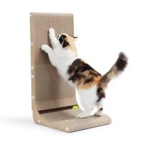 China Sustainable L Shaped Wall Cat Scratch Board Made of Corrugated Paper and Recyclable Material Scratching Board for Cats for sale