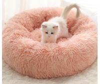 China Customized Color Pet Bed Dog Round Cat Winter Warm Sleeping Bag Long Plush Soft Pet Nest Round Depth Kennel OEM ODM for sale