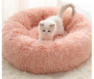 China Customized Color Pet Bed Dog Round Cat Winter Warm Sleeping Bag Long Plush Soft Pet Nest Round Depth Kennel OEM ODM for sale