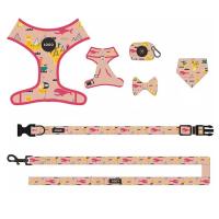 China OEM ODM Customization Service Provided Adjustable Cute Dog Collar Leash Harness Vest Set for Heavy Duty Puppy for sale