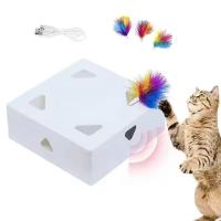 China 2024 Rechargeable Cat Toy Training Interactive Electric Intelligent Cat Maze Boxs Feather Box Toy with Automatic Function for sale