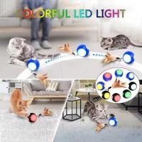China FASHION Automatic Rolling Cat Toys Ball Toy With Feather USB Rechargeable for Puppy LED Flashing Moving Ball Cat Toys for sale