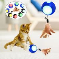 China FASHION Automatic Rolling Cat Toys Ball Toy With Feather USB Rechargeable for Puppy LED Flashing Moving Ball Cat Toys for sale