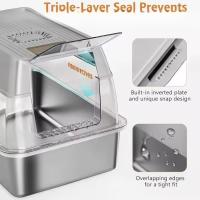 China 201 Stainless Steel ABS Cat Litter Box with Removable Lid Sided and Enclosed Design 37L Inner Space Large Size Material for sale