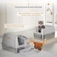 China 201 Stainless Steel ABS Cat Litter Box with Removable Lid Sided and Enclosed Design 37L Inner Space Large Size Material for sale