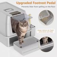 China 201 Stainless Steel ABS Cat Litter Box with Removable Lid Sided and Enclosed Design 37L Inner Space Large Size Material for sale