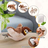 China Interactive Smart Electric Rechargeable Plush Flapping Bird Toy for Dogs and Cats Touch Activated Sparrow Chirp Tweet Pet for sale